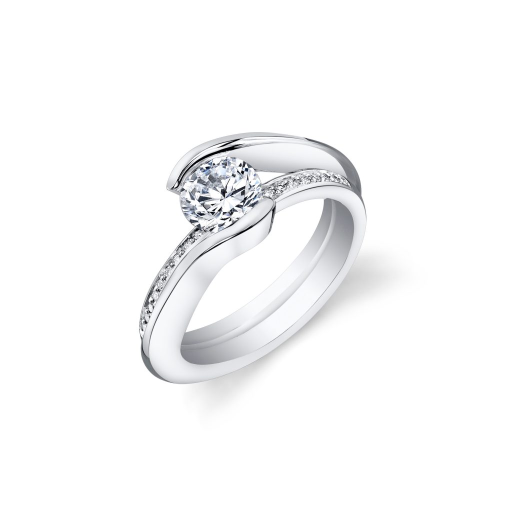 Tension Set Diamond Ring Mounting, 14k WG .11cttw - Gems of La Costa