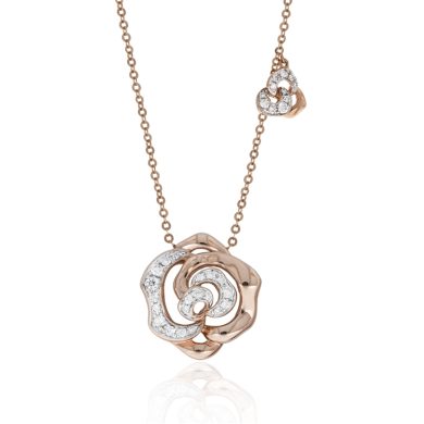 Flower Diamond Necklace 14k RG .23ct - Gems of La Costa